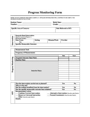 Fillable Online Stfrancisbabes Progress Monitoring Form Stfrancisbabesorg Fax Email Print