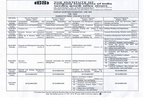Icsi Date Sheet June 2024 Faun Marjie