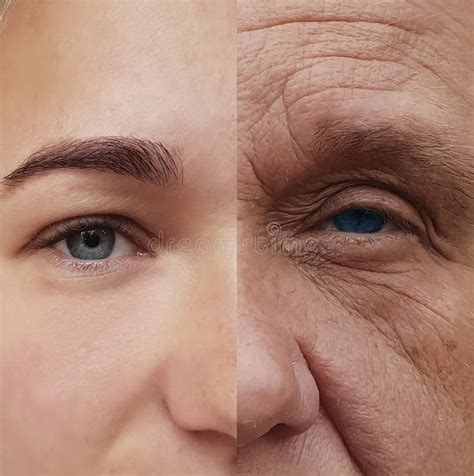 Young And Old Woman Face Aging Concept Stock Image Image Of