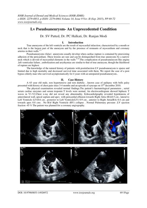 Pdf Lv Pseudoaneurysm An Unprecedented Condition