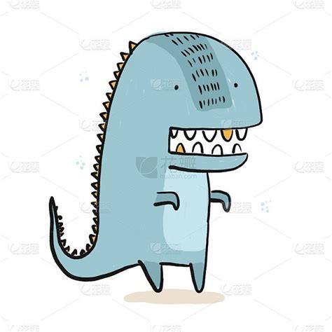可爱的手绘彩色霸王龙插图