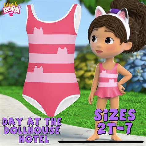 Girl One Piece Swumsuit Gabby S Dollhouse Pink Swimsuit Cosplay Day