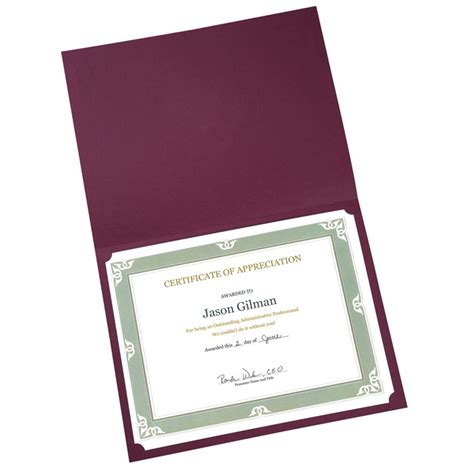 Classic Paper Certificate Folder Wristbandtodaycom Sku 5301