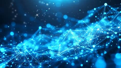 Abstract Blue Technology Background Connected Dots Lines Triangles