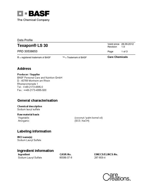 Texapon Ls30 Pdf Intellectual Property Law Intellectual Works