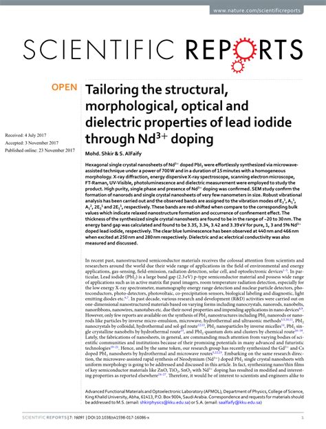 Pdf Tailoring The Structural Morphological Optical And Dielectric Properties Of Lead Iodide