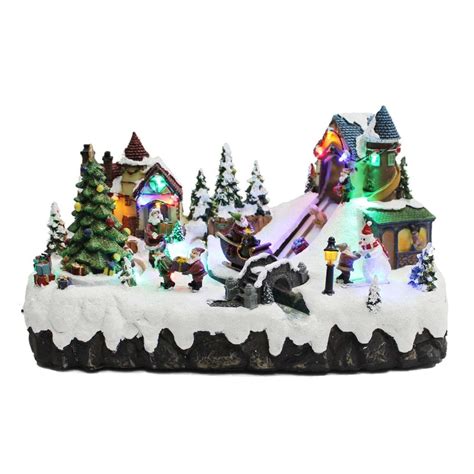 Holiday Living Resin Lighted Musical Animated Village Scene Christmas