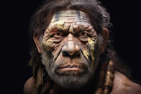 Premium Photo Portrait Of Neanderthal Man Generative Ai