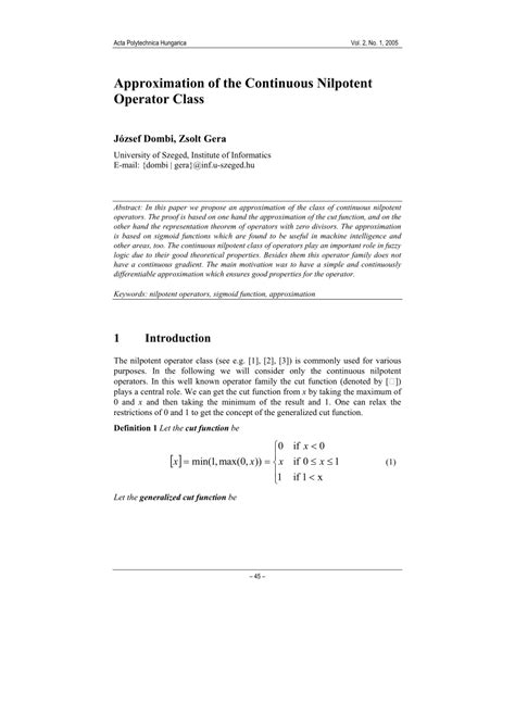 Pdf Approximation Of The Continuous Nilpotent Operator Class