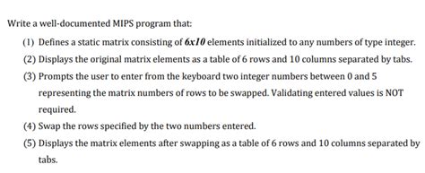 Solved Write A Well Documented Mips Program That 1