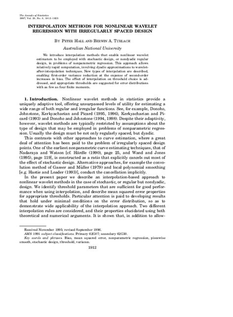 Pdf Interpolation Methods For Nonlinear Wavelet Regression With