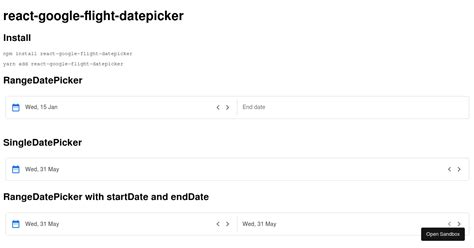 React Google Flight Datepicker Forked Codesandbox