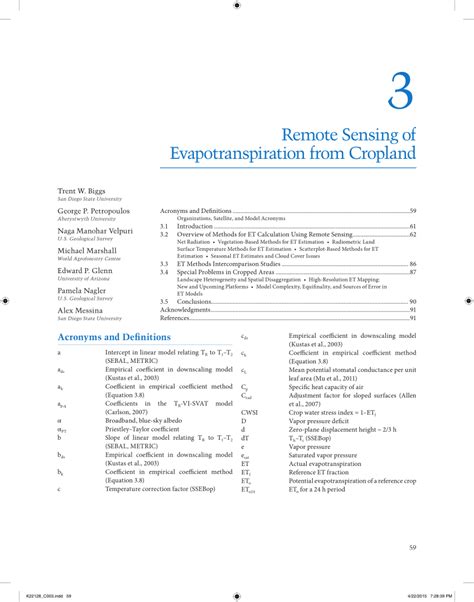 Pdf Remote Sensing Of Evapotranspiration From Croplands