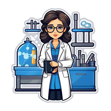 Premium Photo Sticker Of Scientist Women Sticker Laboratory White And