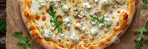 Four Cheeses Pizza With Blue Mold Cheese Goat Cheese Mozzarella And