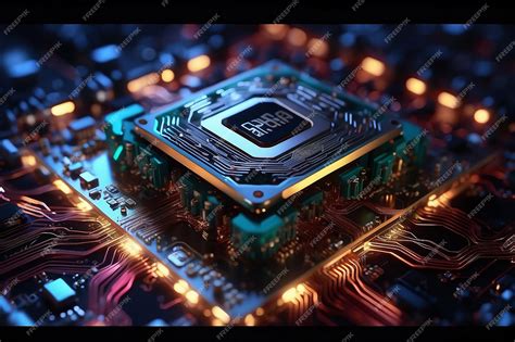 Premium Ai Image Futuristic Hightech Motherboard Cpu Processor Microchip Artificial