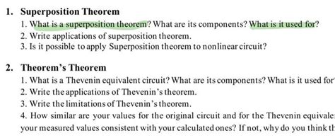 Solved 1 Superposition Theorem 1 What Is A Superposition