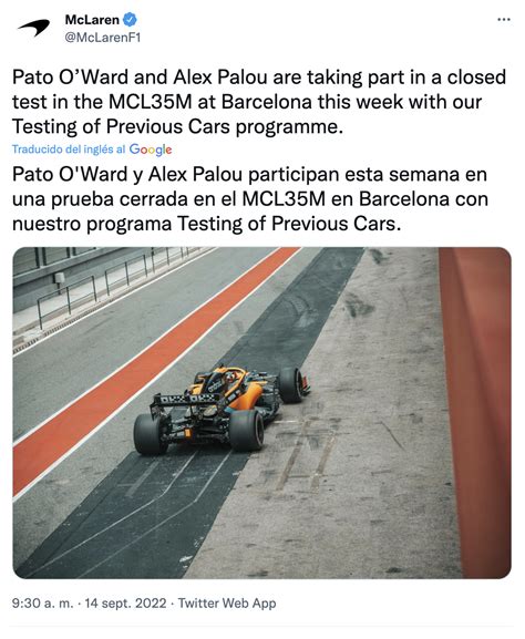 F1 Pato Oward Conducirá En La Primera Práctica Libre Del Gp Abu Dhabi