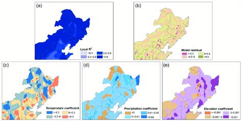 GWR Model Results Spatial Distribution Of Local R 2 Value A Model