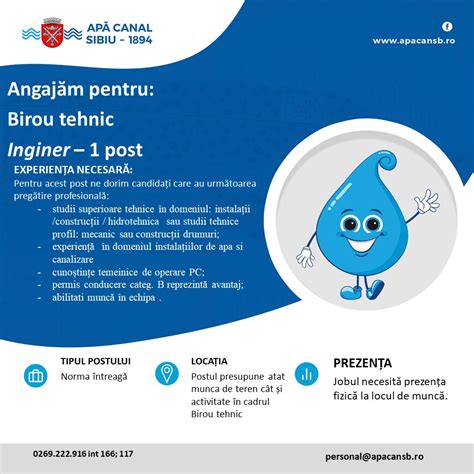 Angajăm Inginer Apa Canal Sibiu