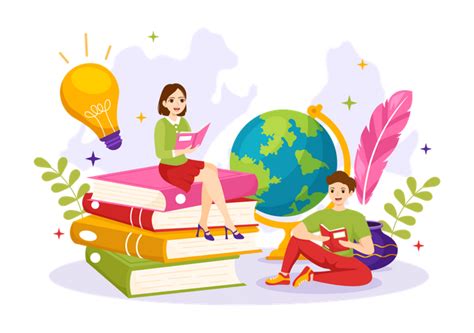 Students Reading Book Illustration Free Download School And Education