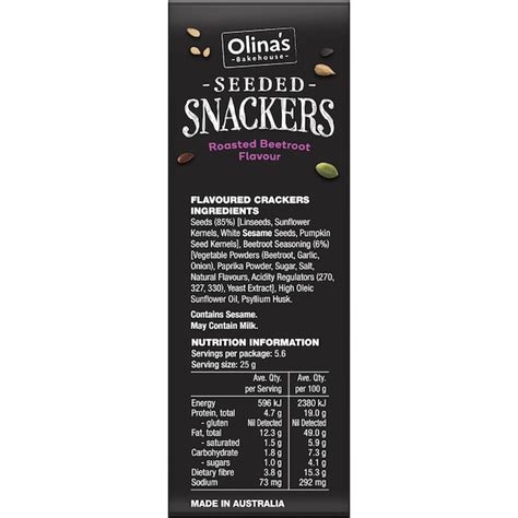 Olinas Bakehouse Seeded Snackers Roasted Beetroot 140g Woolworths