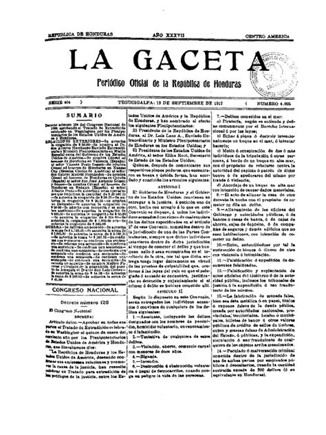 Tratado De Extradición Entre Honduras Y Usa Español Descargar