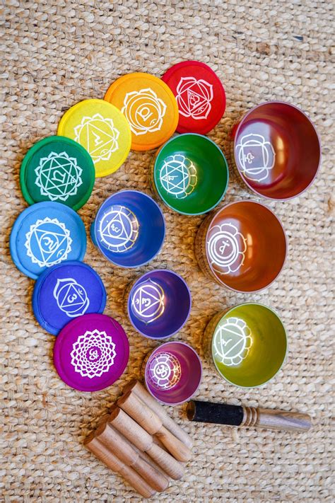 7 Colourful Singing Bowl Set Chakra Healing Bowl Himalayas Shop