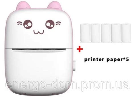 Портативный детский мини принтер Mini printer с термопечатью Котик ...