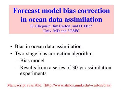 Ppt Bias In Ocean Data Assimilation Two Stage Bias Correction