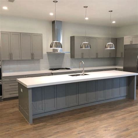 Modern High Class Grey Solid Wood Classical Design Kitchen Cabinet