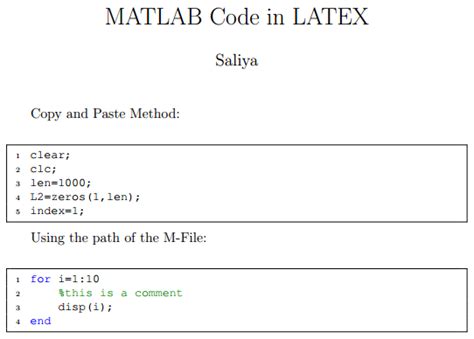 Saliyas Tech Blog How To Insert Matlab Codes Into A Latex Document