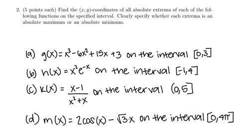 Solved 2 5 Points Each Find The Xy Coordinates Of All