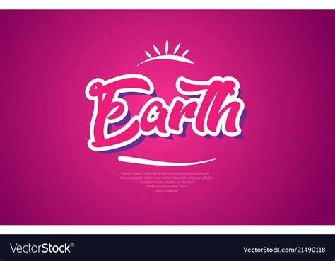 Earth Word Text Typography Pink Design Icon Vector Image