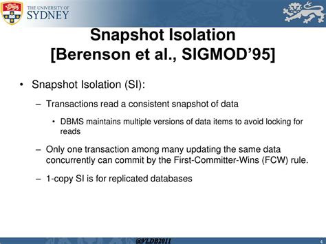 ppt serializable snapshot isolation for replicated databases in high