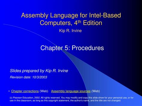 assembly language for intel based computers 4th edition ppt download