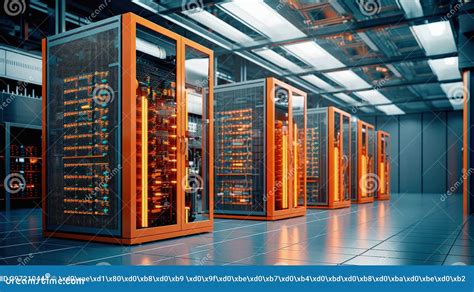 Server Room With Powerful Computers Storing Large Amounts Of Data