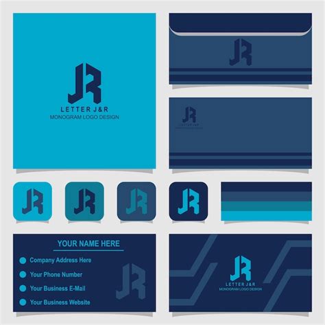 Premium Vector Letter J And R Monogram Logo With Business Card And Envelope Template