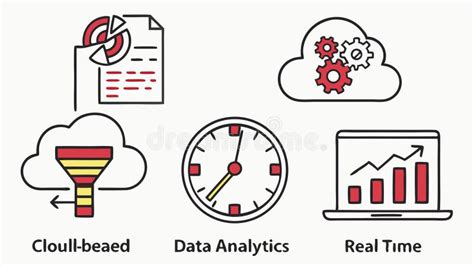Cloud Analytics And Real Time Data Icons Business Intelligence Vector