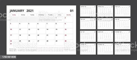 템플릿 기업 디자인 주간을 위한 2021 캘린더 플래너 세트가 일요일에 시작됩니다 0명에 대한 스톡 벡터 아트 및 기타 이미지
