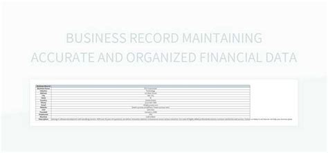 Business Record Maintaining Accurate And Organized Financial Data Excel