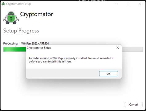 An Older Version Of Winfsp Is Already Installed Guides Cryptomator