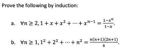 Solved Prove the following by induction a Vn x x² Chegg com