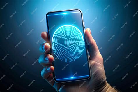 Premium Photo 3d Fingerprint Cyber Secure In Hand Holding Mobile Phone Icon Finger Digital