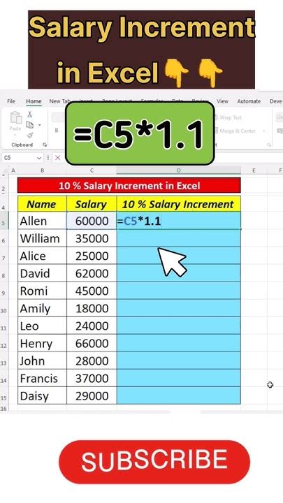 exceltrick find 10 salary increment in excel excel exceltips