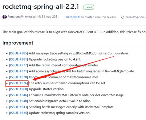 There Is An Error In The Rocketmq Spring All 221 Release Notes · Issue 416 · Apacherocketmq