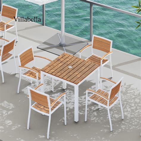 Weather Resistant Outdoor Restaurant Furniture Patio Table Sets Wooden