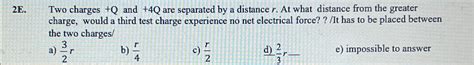 Solved 2e ﻿two Charges Q ﻿and 4q ﻿are Separated By A