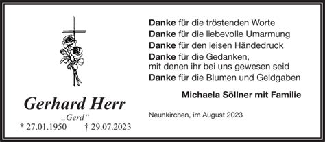 Traueranzeigen Von Gerhard Herr Nordbayerischer Kurier