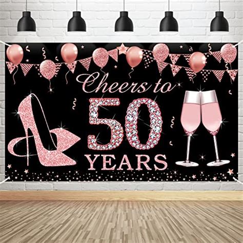 Kauayurk 50th Birthday Decorations Cheers To 50 Years Banner Rose Gold